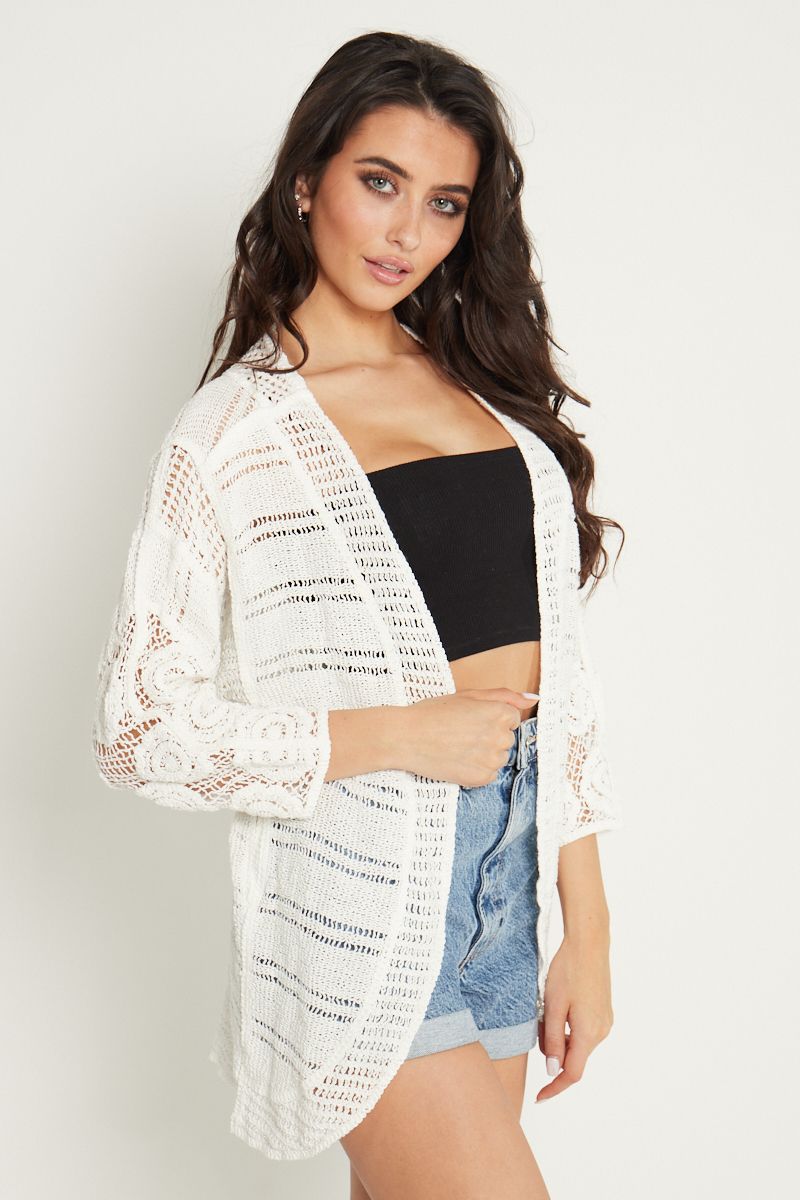 Open Knit Crochet Cardigan
