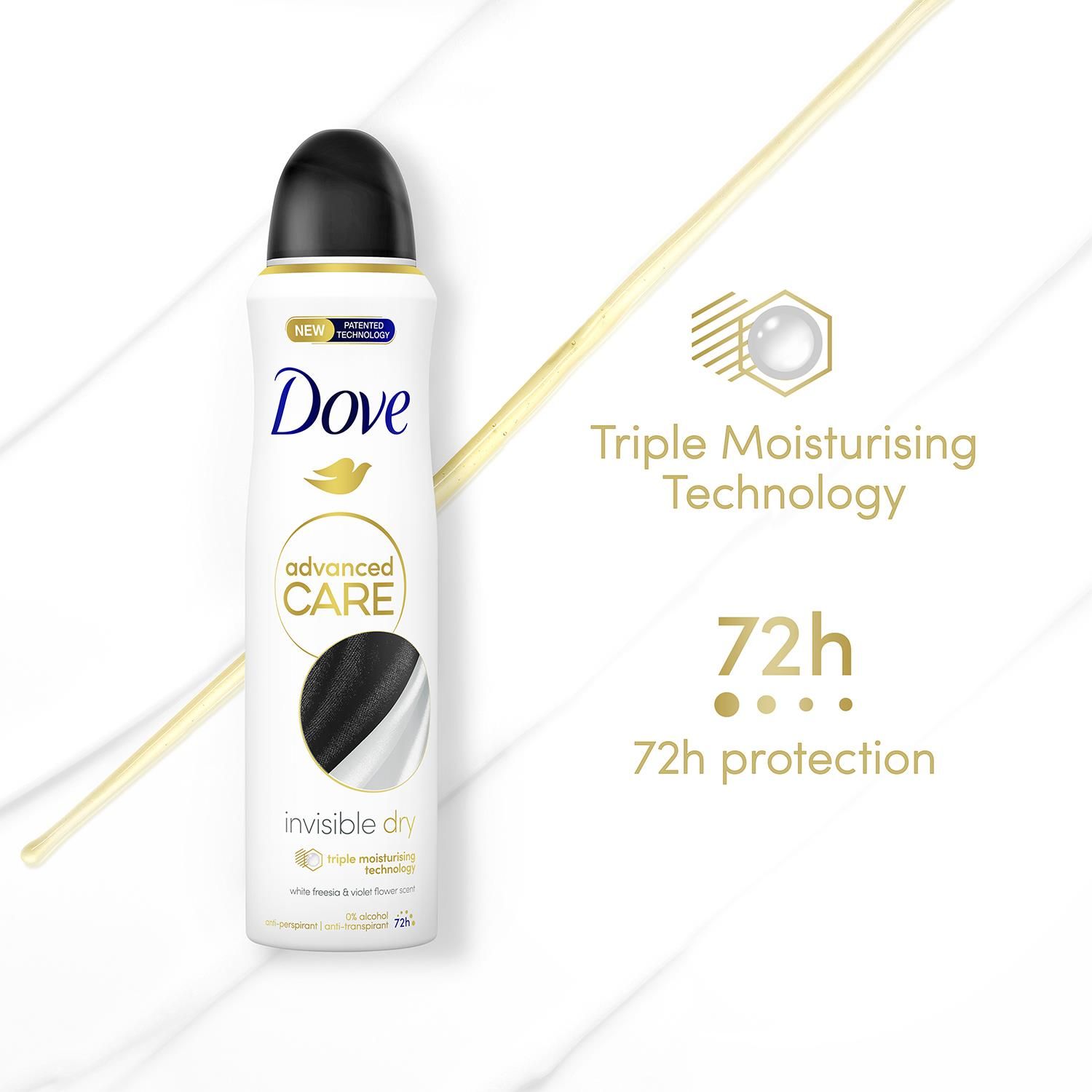 Dove Advanced Care Antiperspirant Deodorant Spray 72H Invisible Dry, 200 ml, 6 Pack