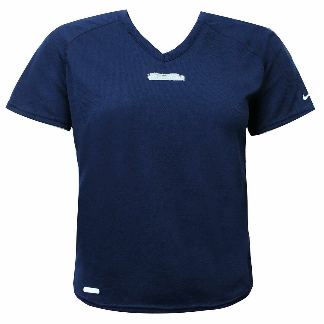 Nike Dri-Fit Short Sleeve V-Neck Navy Blue Womens Top 210747 451