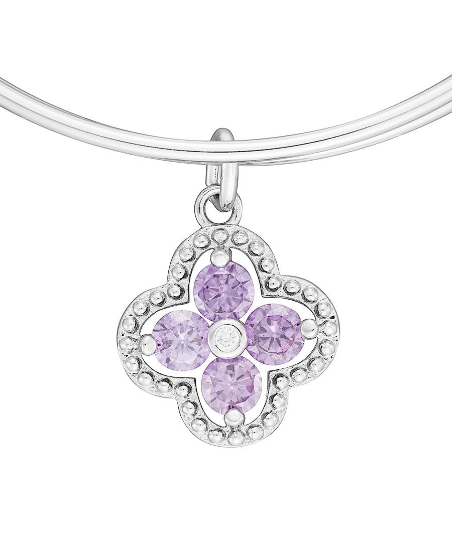 Anne Jolie Purple Flower Charm Expandable Bangle