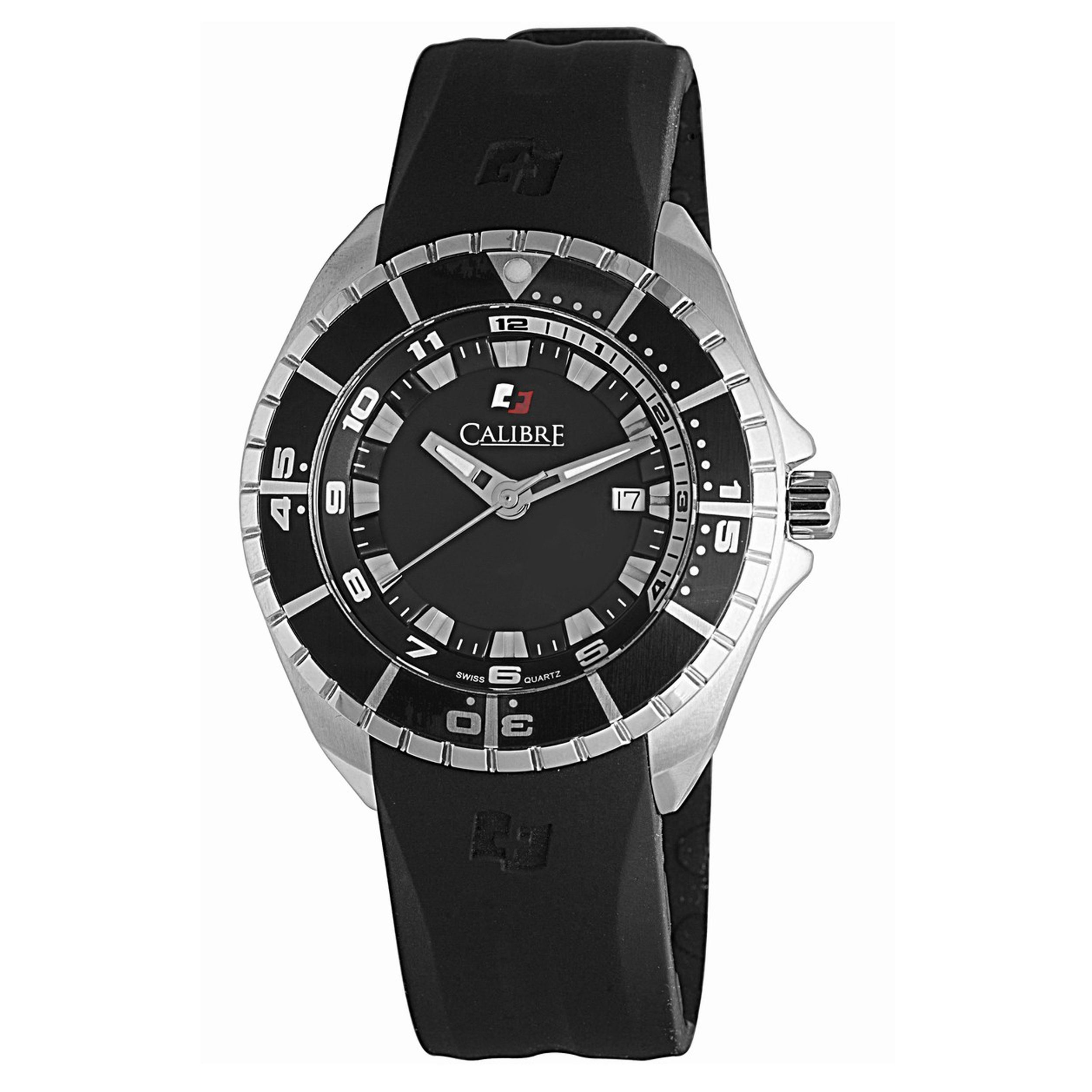 Calibre Men's Sea Knight Swiss Made Movement Watch Black Rubber Strap ...
