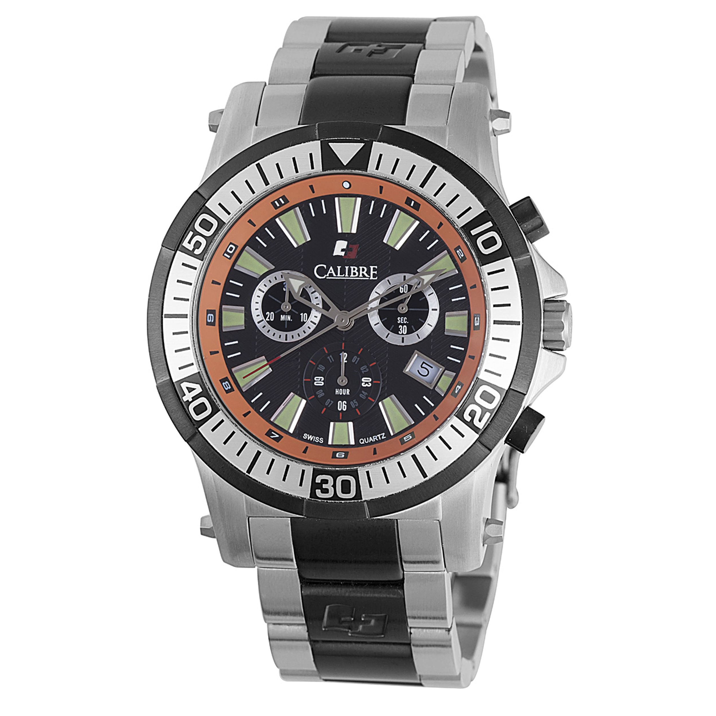 Calibre Men's Hawk Chrono Swiss Made Movement Watch Silver Stainless ...