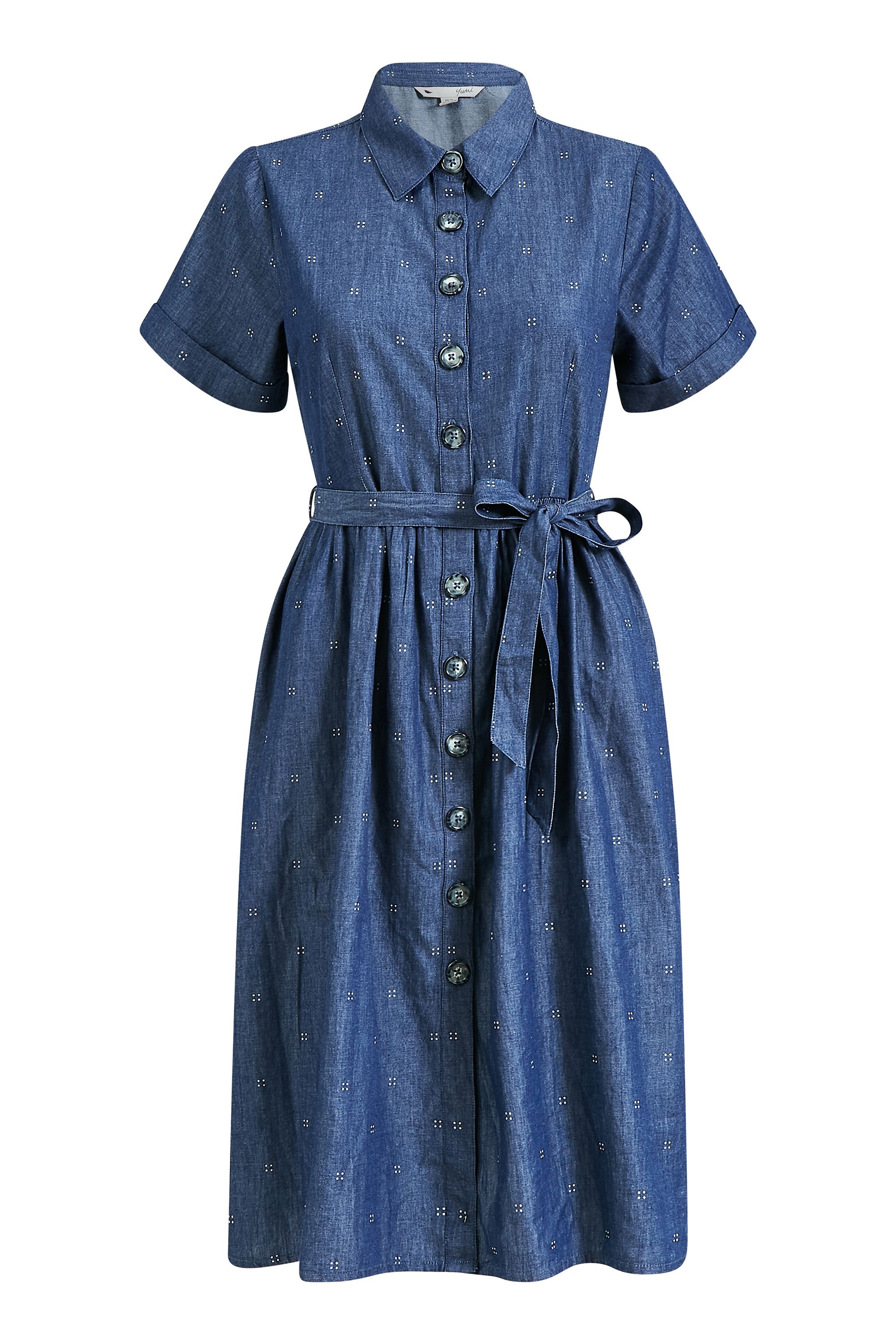Yumi Denim Spot Shirt Dress