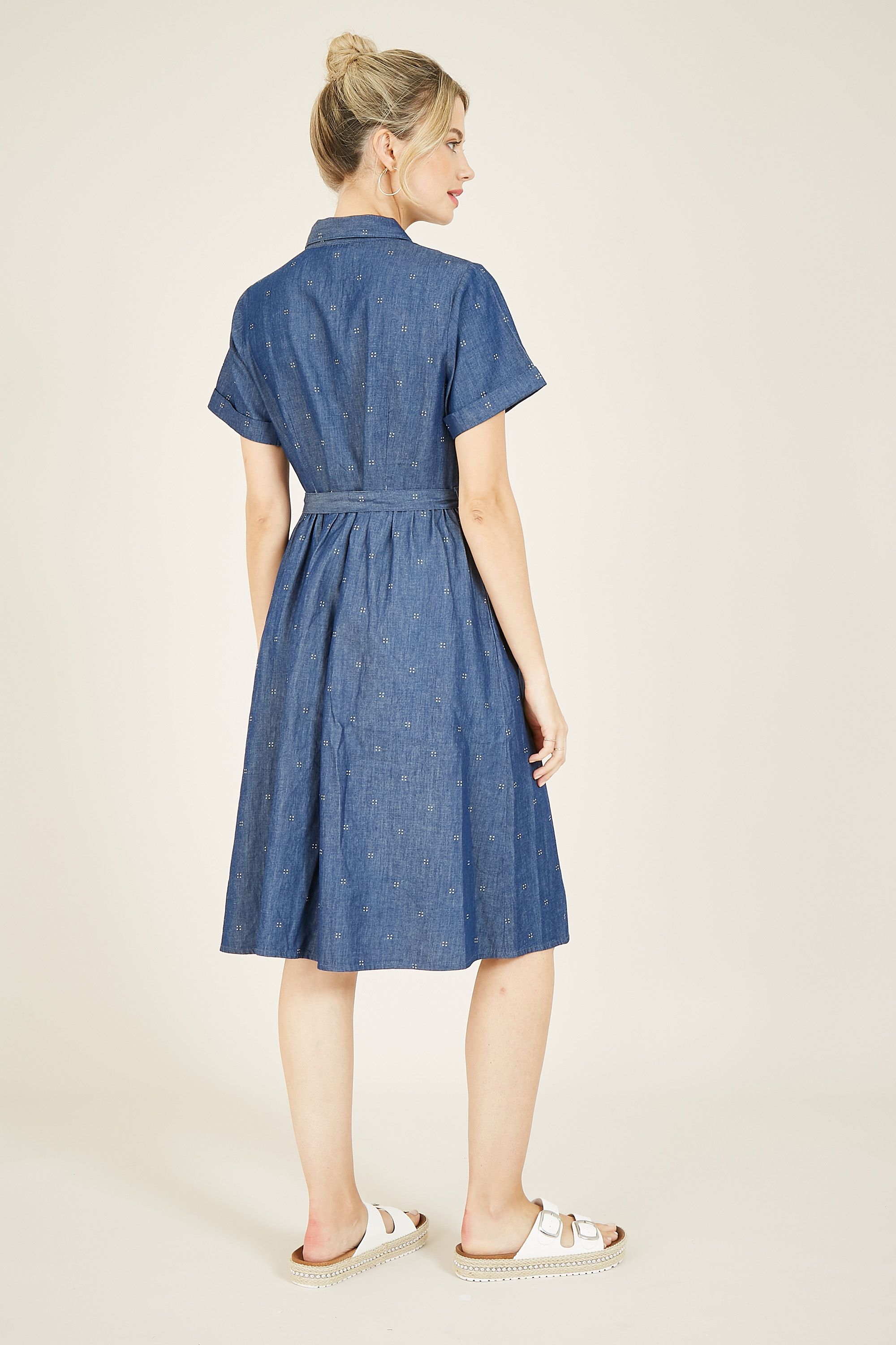 Yumi Denim Spot Shirt Dress