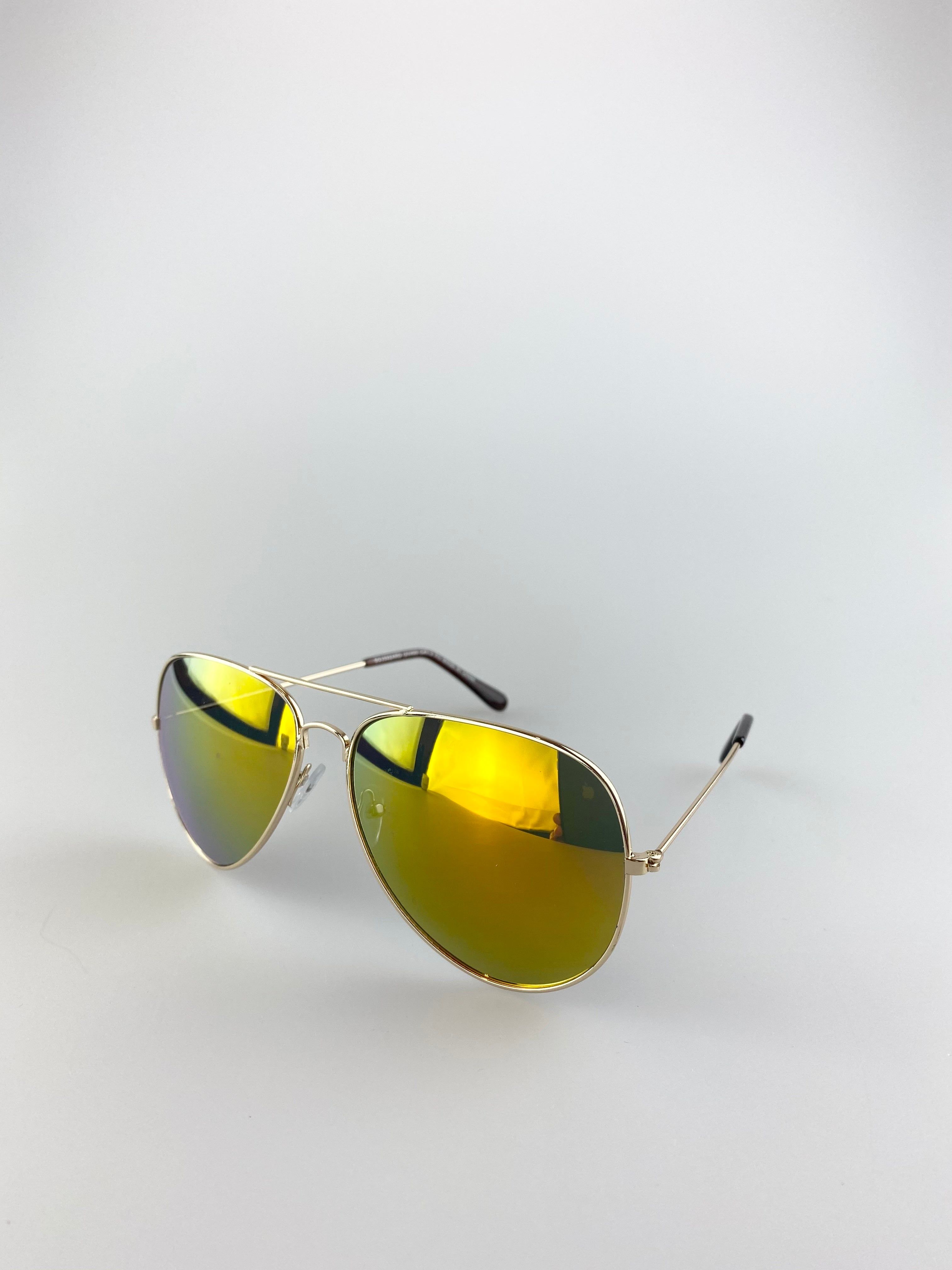 Silver Frame Aviators with Orange and Red Revo Lense