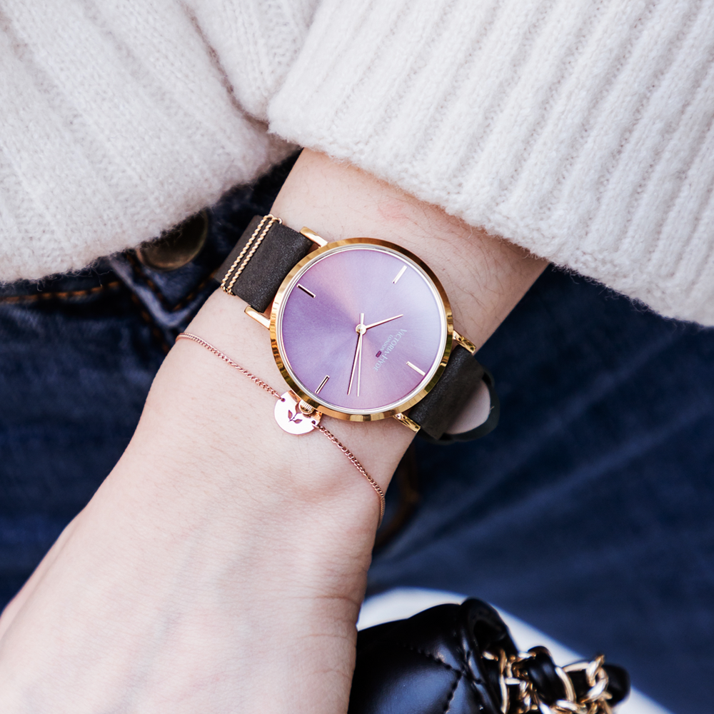 VICTORIA HYDE Watch Seven Sisters Simple Leather, grey purple