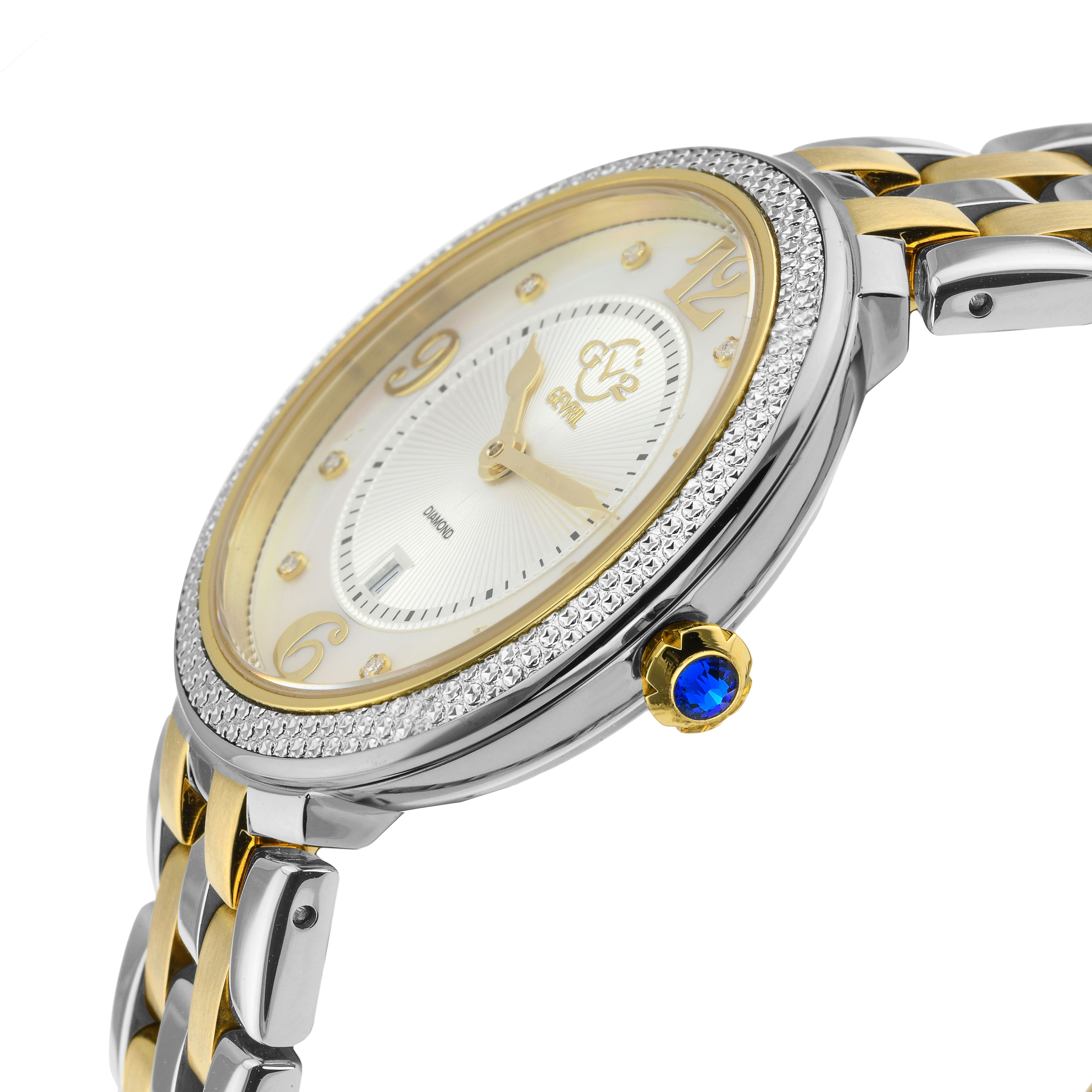 GV2 Women's Verona Mother of Pearl Dial Diamond Two Tone Swiss Quartz ...