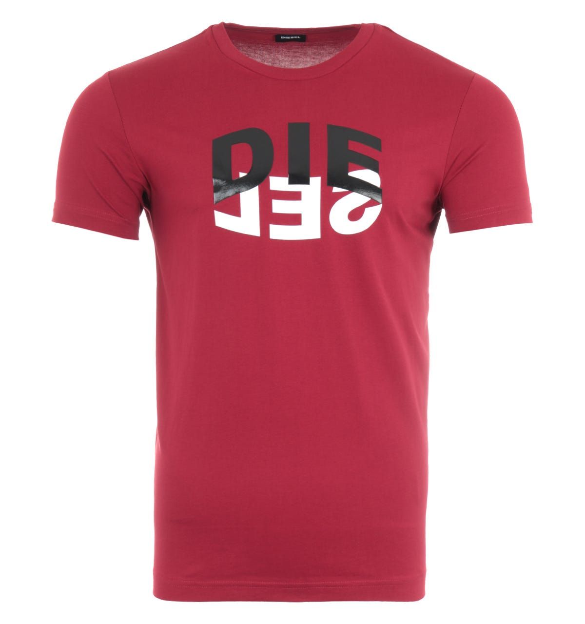 Diesel T-Diego N22 Bicolour Logo T-Shirt - Burgundy