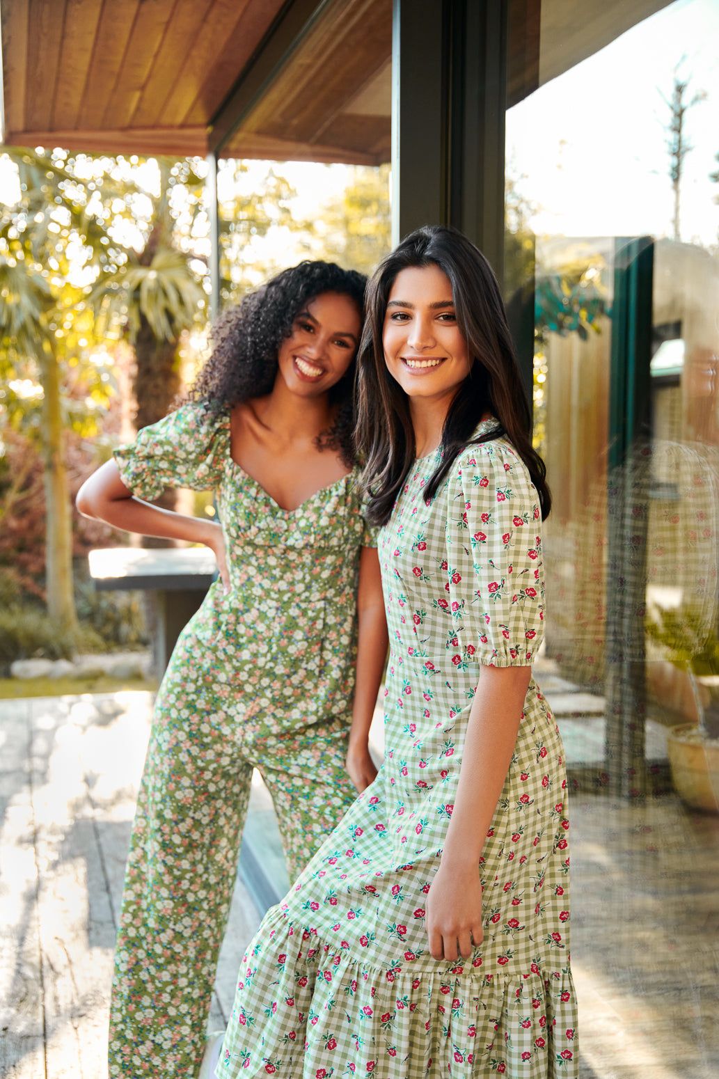 KAYLA - Puff Sleeve Smock Midi Dress