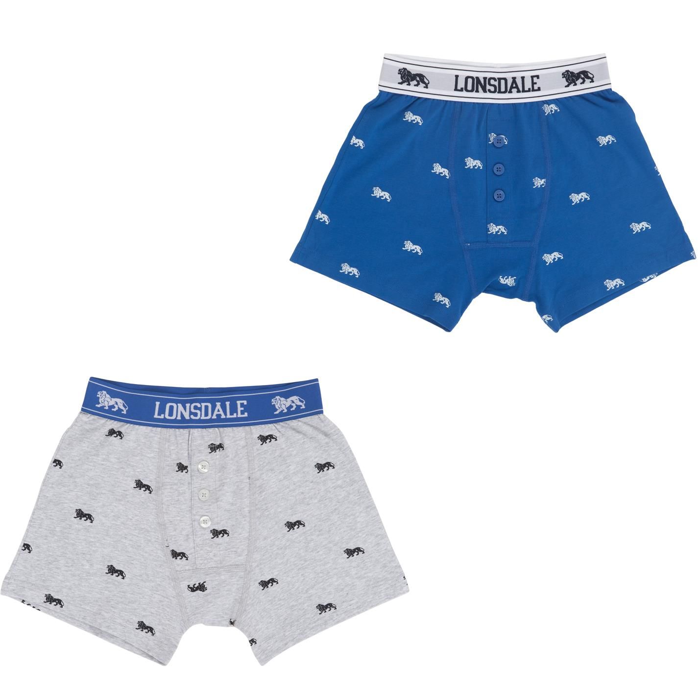 Lonsdale Kids 2 Pack Boxers Junior Underwear Bottoms