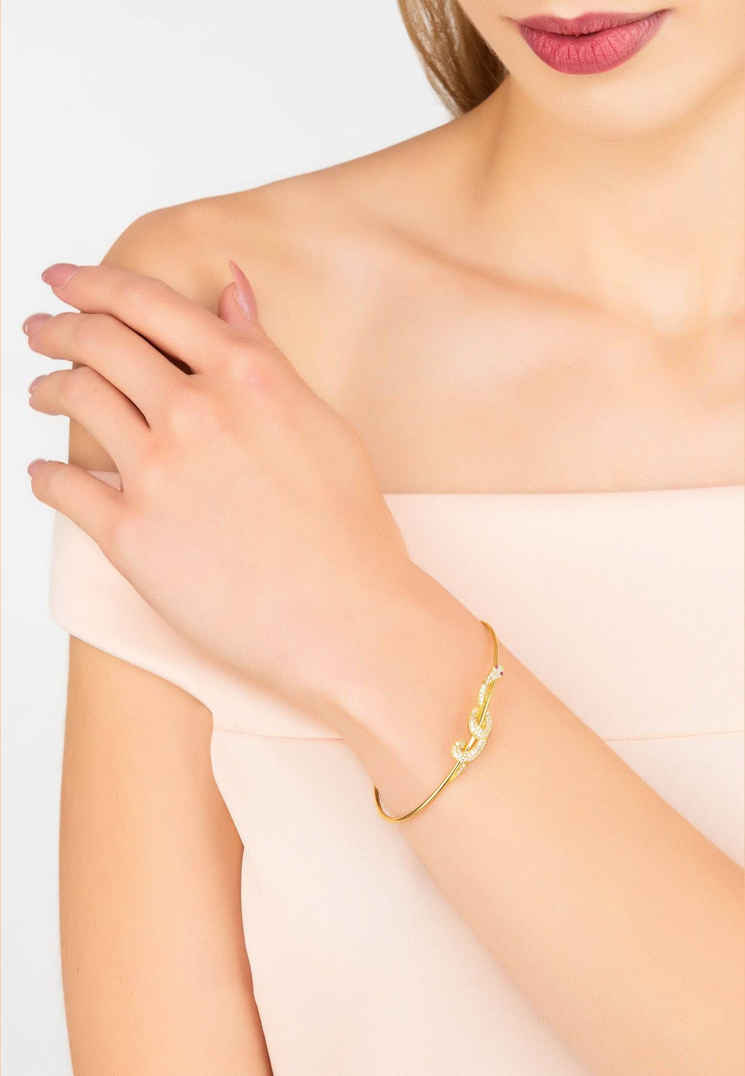 Cleopatra Serpent Snake Bangle Bracelet Gold