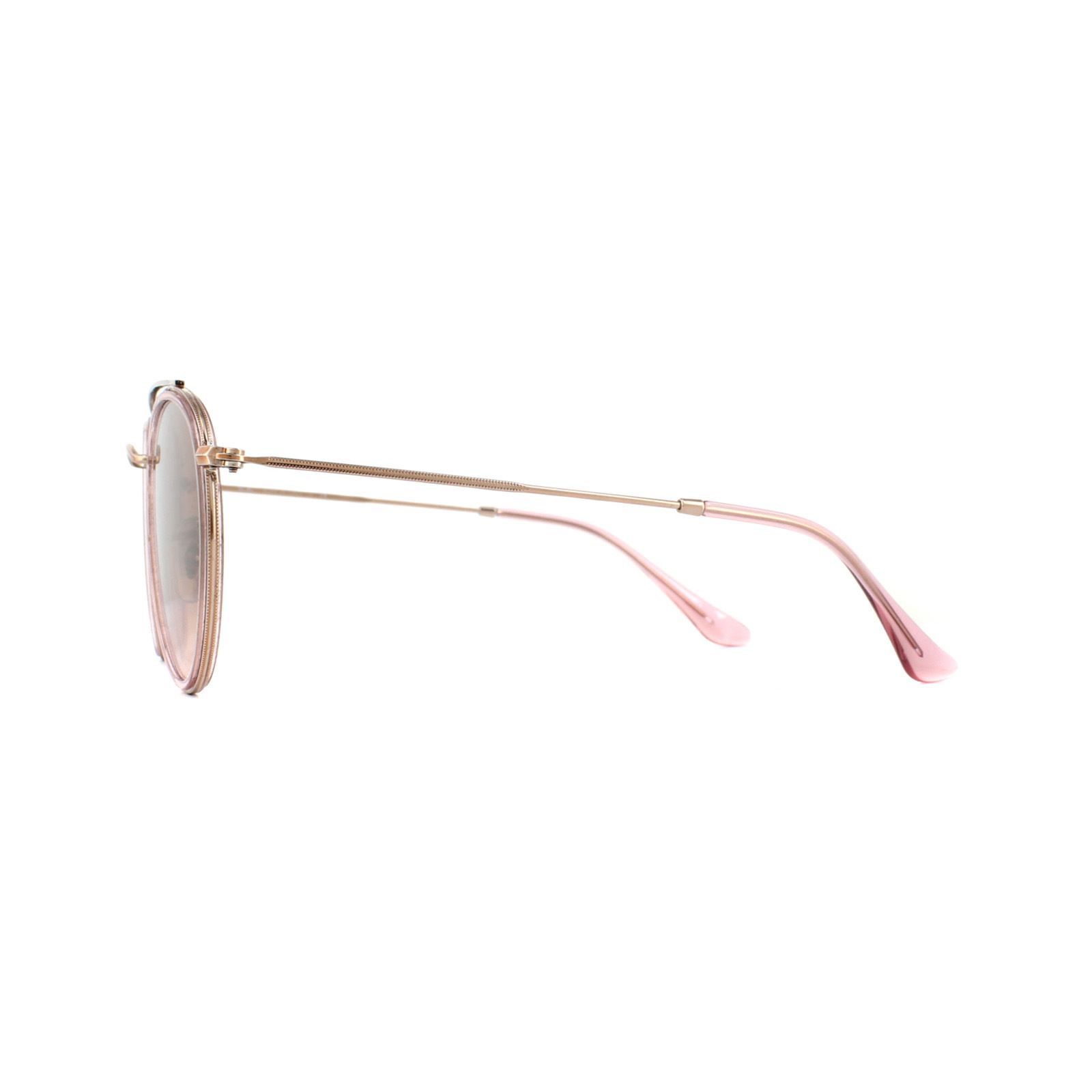 Ray-Ban Zonnebril Ronde Dubbele Brug 3647n 9069A5 Roze Roze Verloop Bruin