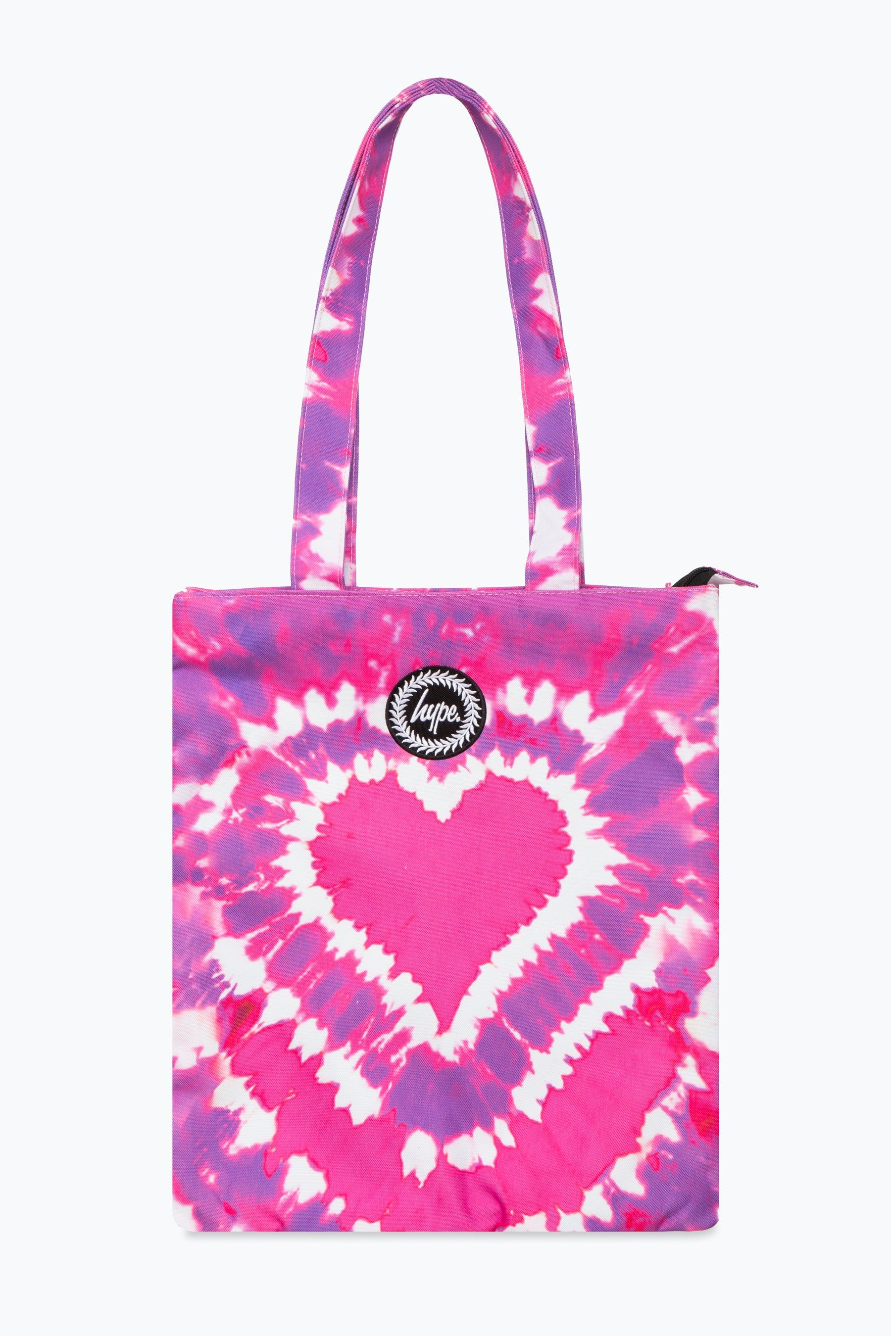 HYPE PINK HEART HIPPY TIE DYE TOTE BAG