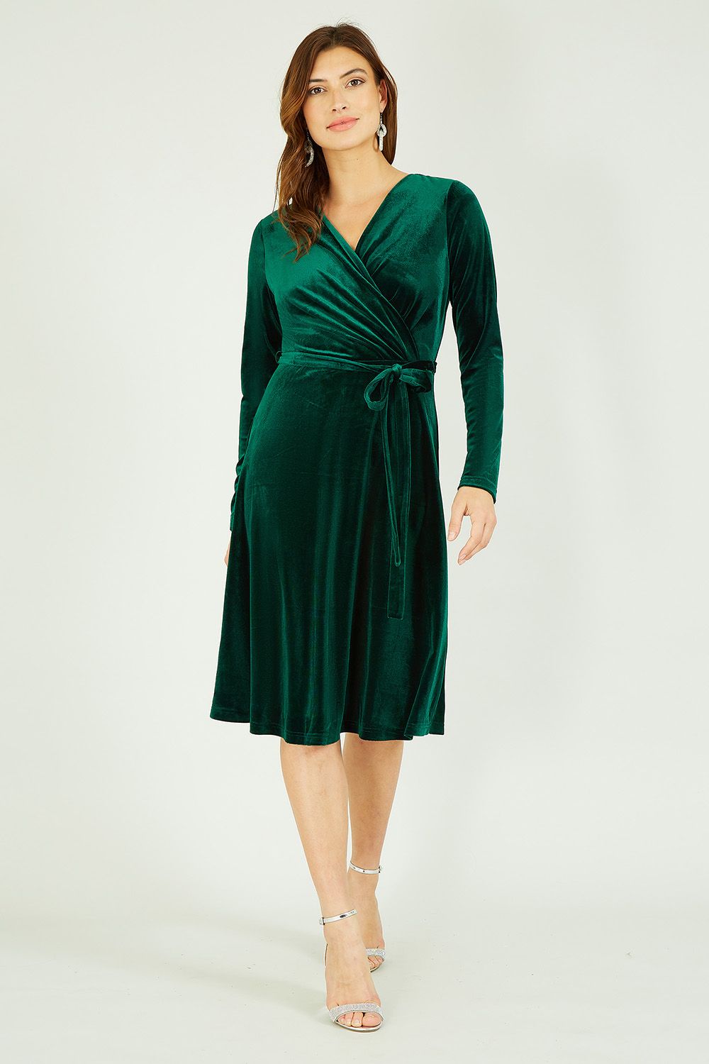 Green Velvet Wrap Dress