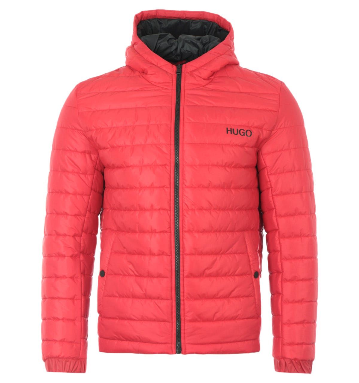 HUGO Bene Sustainable Slim Fit Hooded Jacket - Red