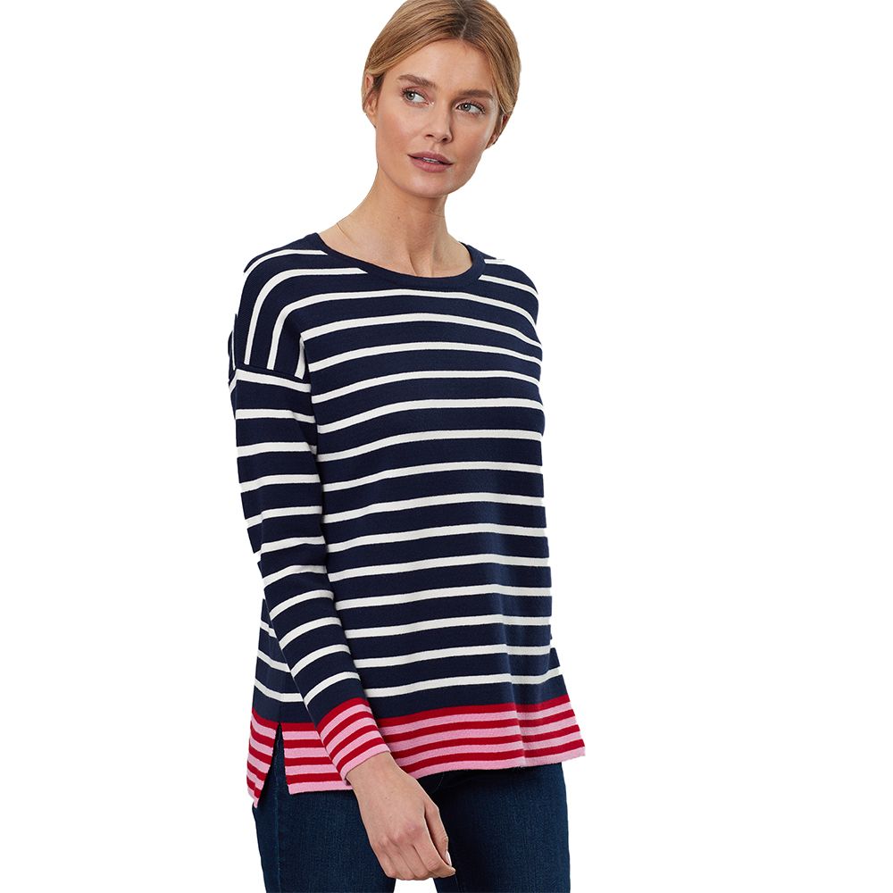 Joules Womens Uma Drop Sleeved Wool Blend Contrast Jumper