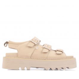 Women's Kickers Knox Buckle Leather Sandals in Beige