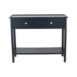 Pine Wood Double Shelf 2-Drawer Console Table