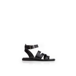 'Oasis' Black Patent Mocc Croc Sandals