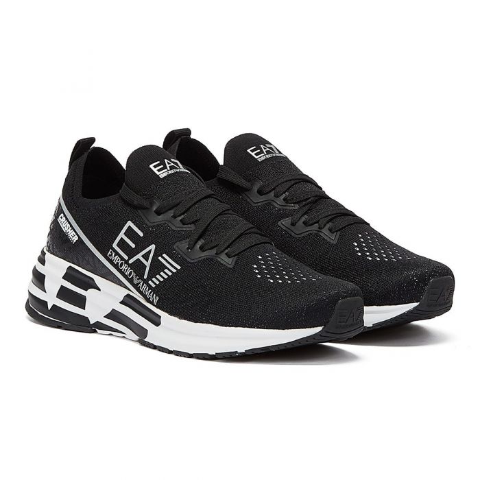 Emporio Armani EA7 Crusher Distance Knit Womens Black / White Trainers