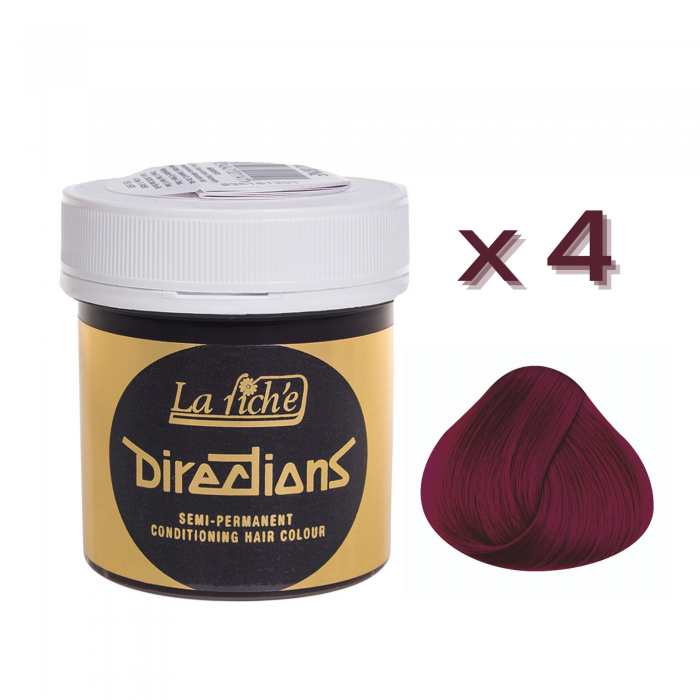 4 x La Riche Directions Semi-Permanent Hair Color 88ml Tubs - RUBINE