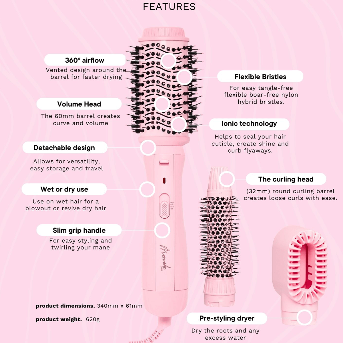 Mermade Hair Interchangeable Blow Dry Brush