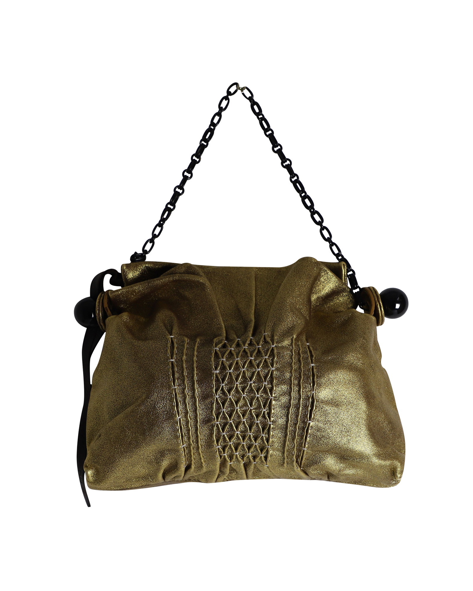 Chloé Smock Detail Bag in Gold Leather